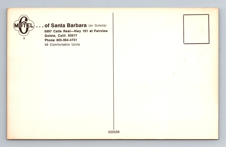 Goleta CA-California Motel 6 Of Santa Barbara Vintage Postcard Souvenir ...