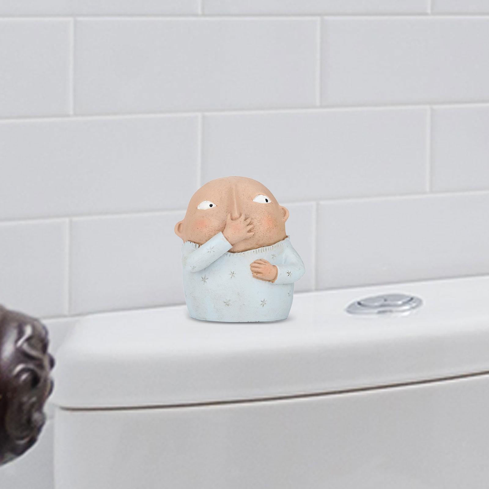 Holding Nose Bathroom Statue Cute Vulgar Figurine for Shelf Laundries ...