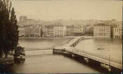 Suisse, Genève. La ville en 1880 vintage albumen print. Tirage albuminé ...