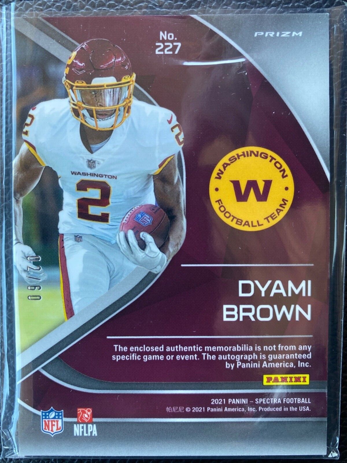 2021 Spectra NFL DYAMI BROWN! RC! RPA! #'d 2/60! Jersey Number! Mint ...