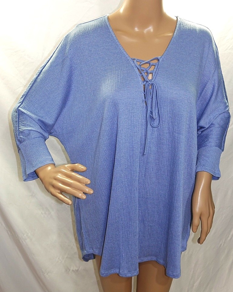French Laundry Women Plus 1x 2x 3x Denim Jeans Style Blue Tunic Top ...