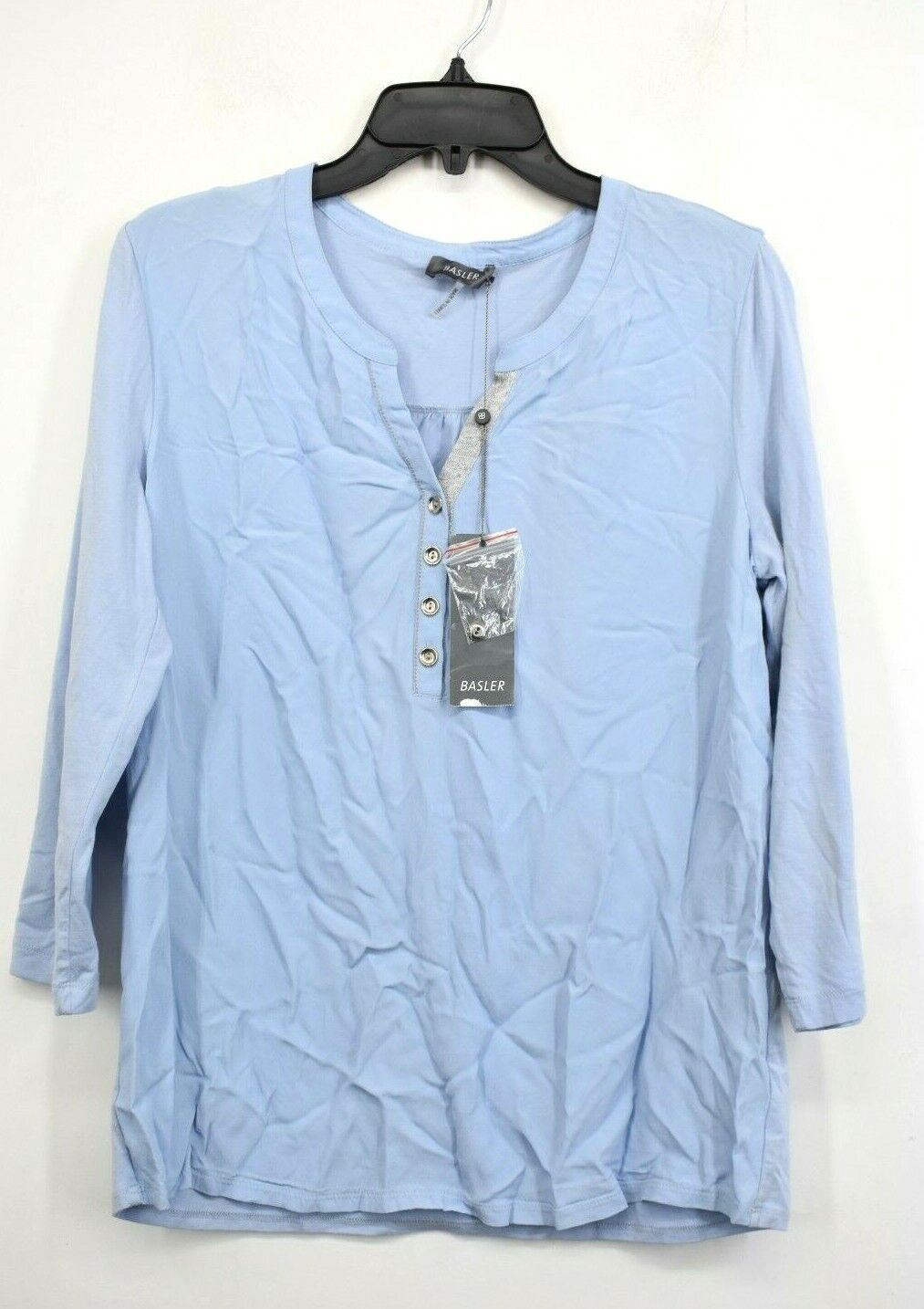 Basler Womens Button Placket Crew Neck Long Sleeve Comfort Fit Shirt ...