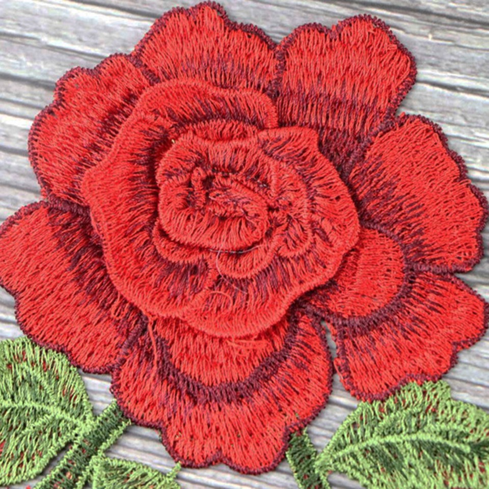 Rose Flower Patch Iron Sew On Embroidered Badge Clothes Embroidery ...