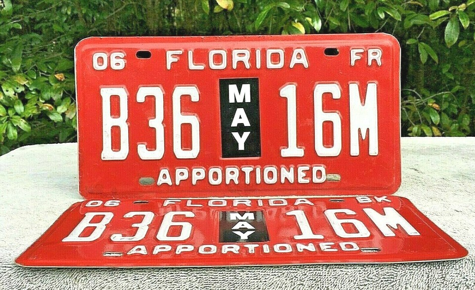 Florida Apportioned License Plate Tag # B36 16M Semi Truck Rig Vehicle ...
