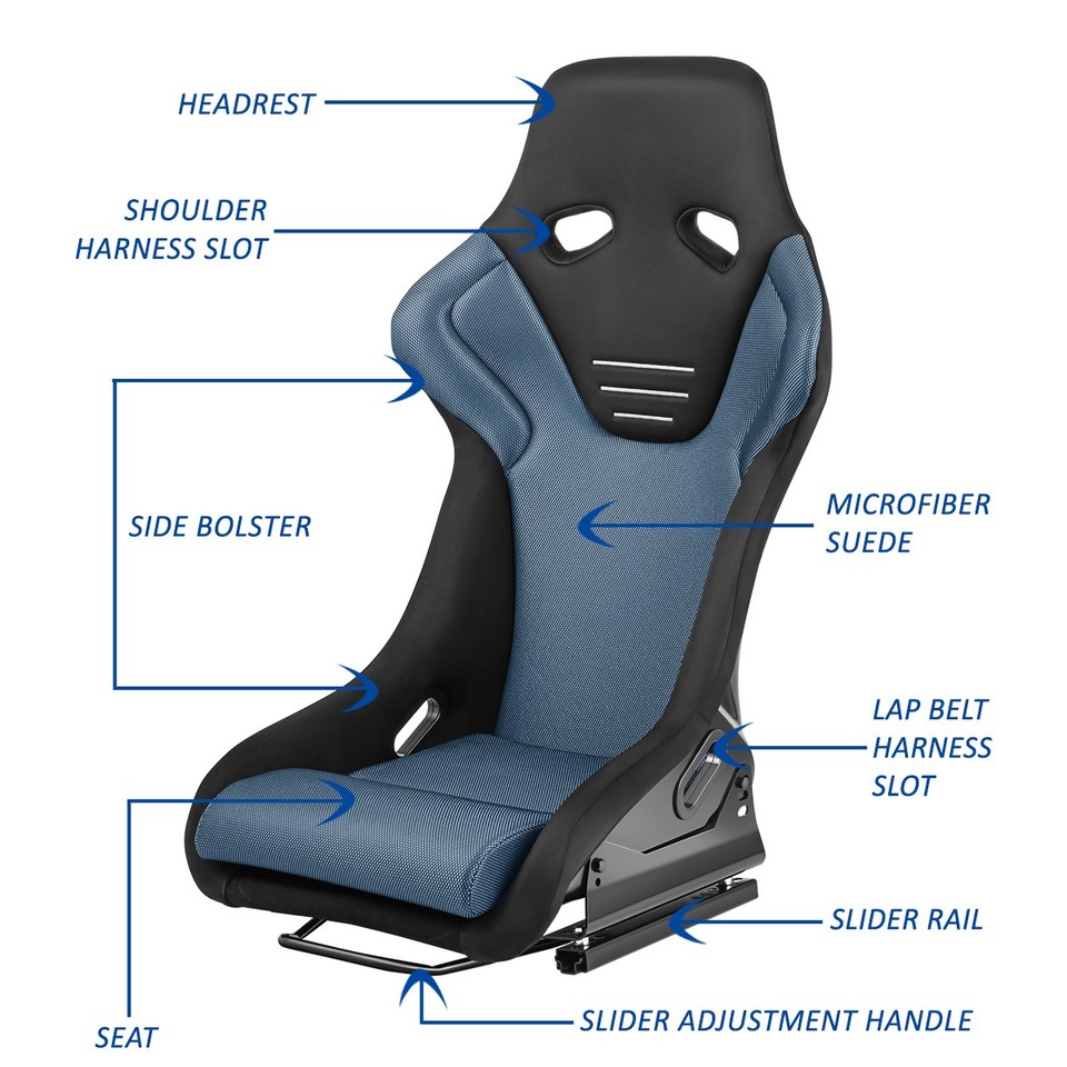 [OPEN BOX]Fiberglass Frame Fixed Bucket Racing Seats w/ Bottom Brackets ...