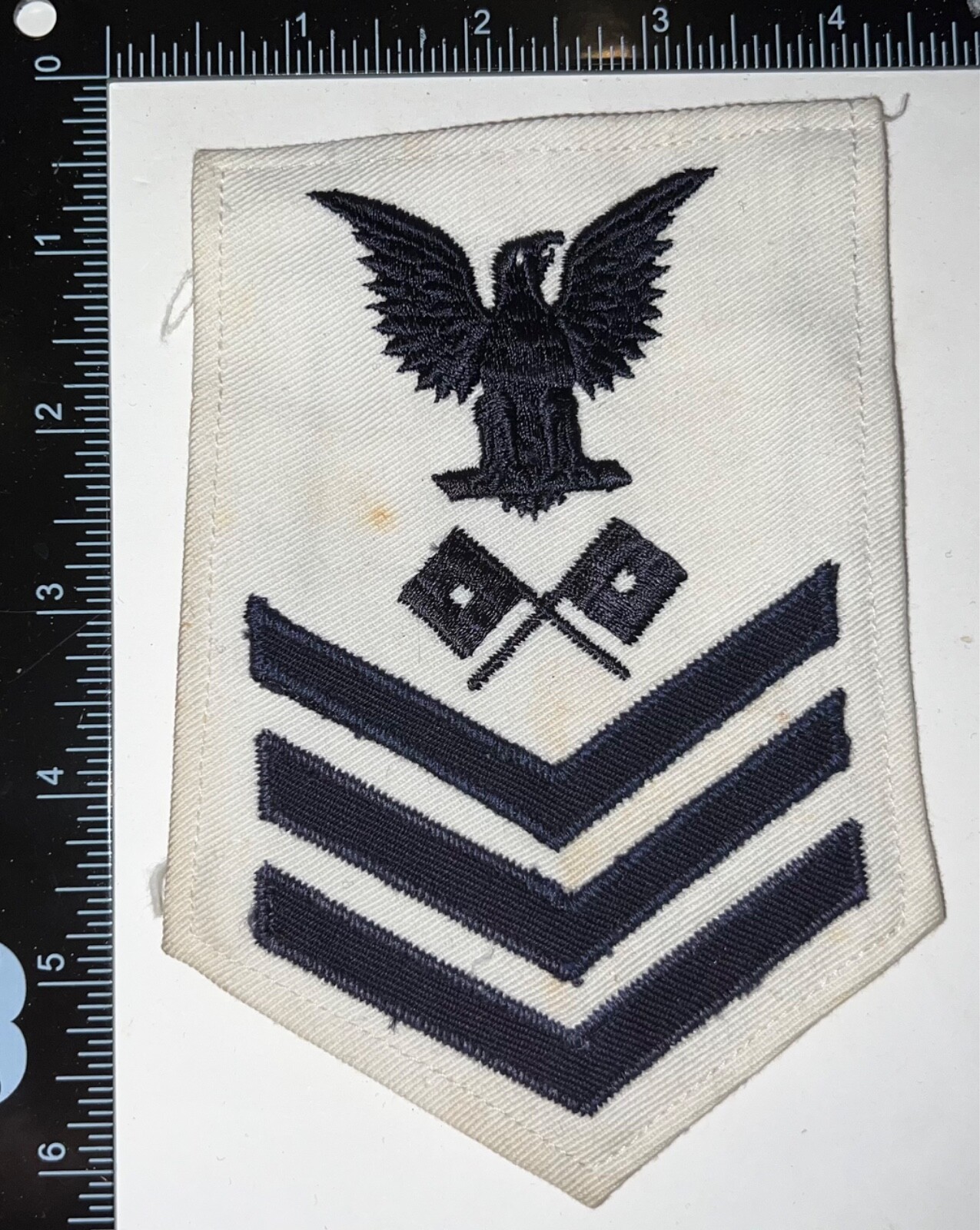 WWII 1943 DATE USN US Navy Signalman Petty Officer 1st Class Rate WHITE ...