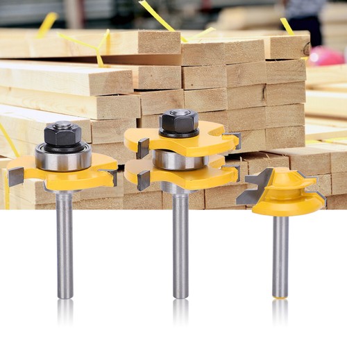 3Pcs Stile Router Bit Set 45° Router Bit 3 Teeth TShaped 1/4 Shank ...