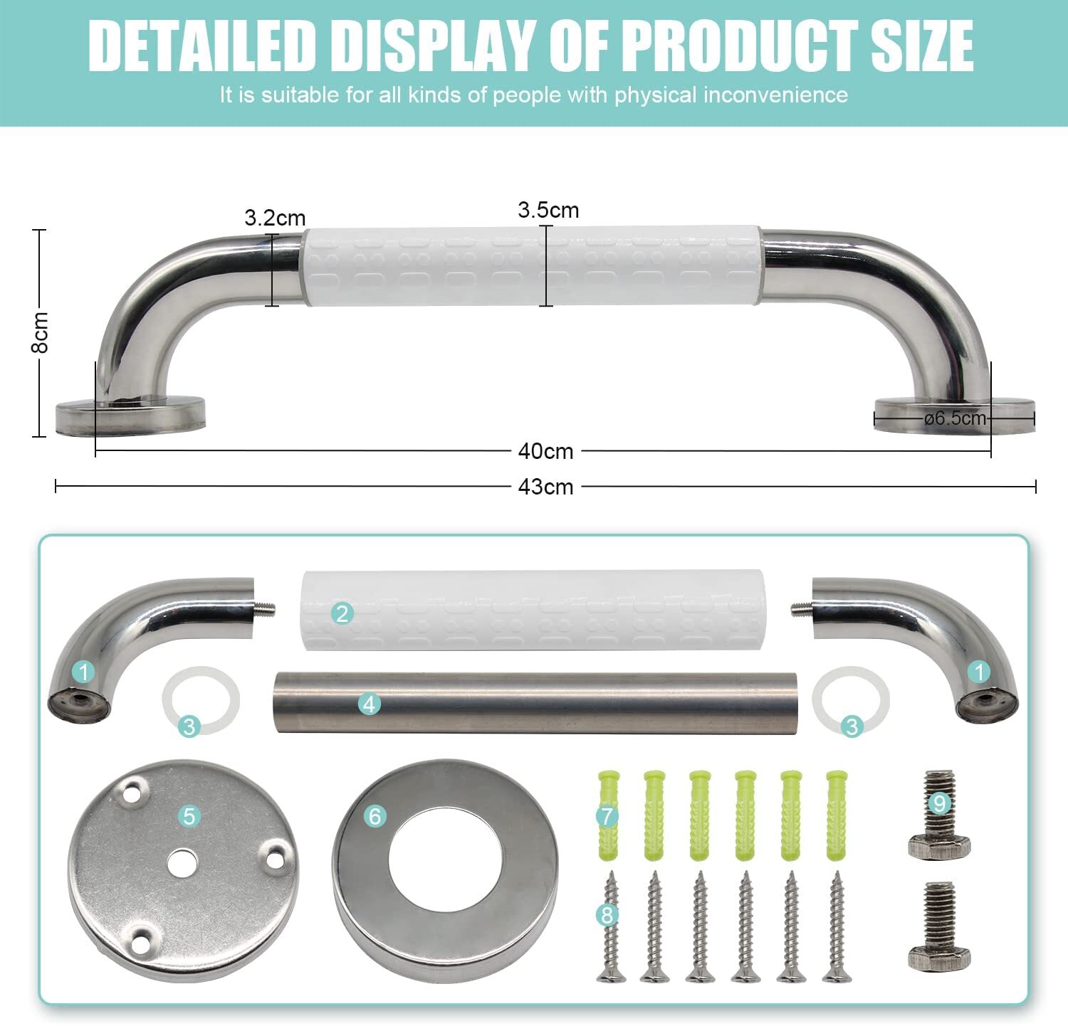Haltegriff Edelstahl Rutschfest für Bad Badewanne Dusche ...