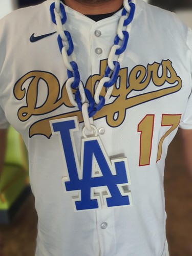 MLB Los Angeles DODGERS BLUE Jumbo Big Fan Chain Necklace Raised ...