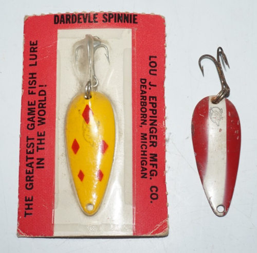 VTG Eppinger Daredevil Spinnie Spoon Fishing Lure Yellow Red Diamond ...