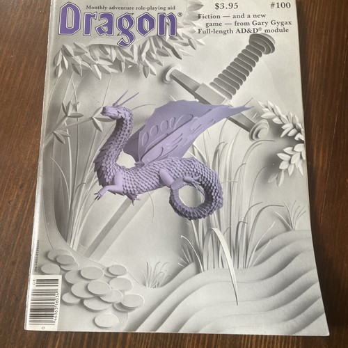 1985 TSR DRAGON MAGAZINE ISSUE 100 w/ POSTER 100% PAGE COMPLETE ad&d ...
