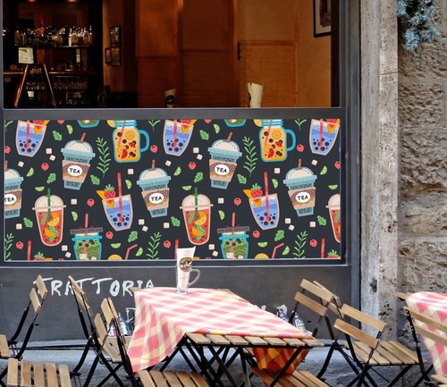 3D Bubble Tea G3044 Pearl Tea Shop Window Stickers Vinyl Wall Mural ...