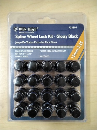 White Knight Spline Wheel Lock Kit - Glossy Black 723806 97984238062| eBay