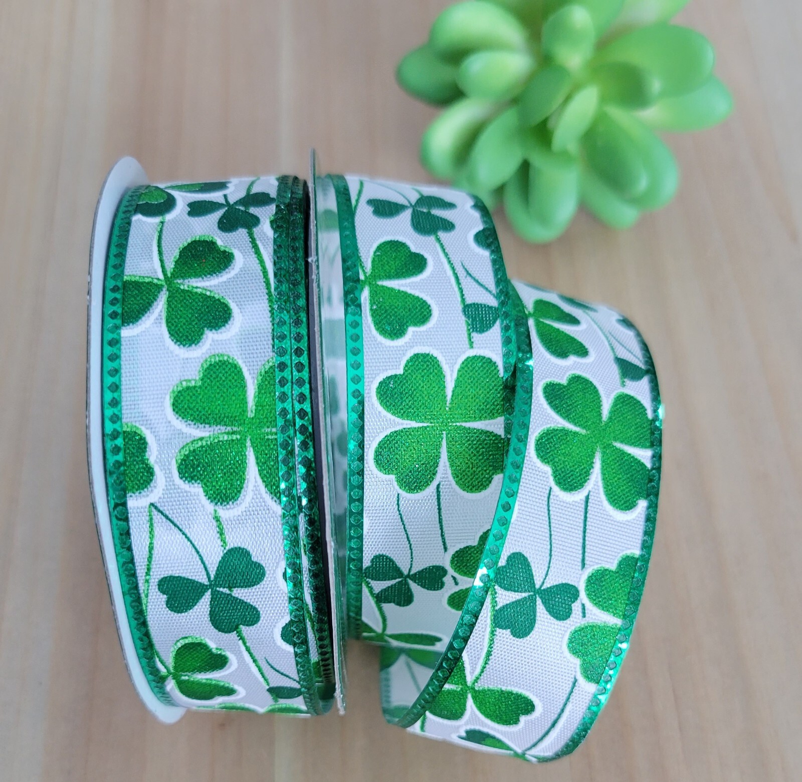 7/8" (6 YD Lot) St. Patrick’s Day Ribbon Four-Leaf Clover Wreath Craft ...
