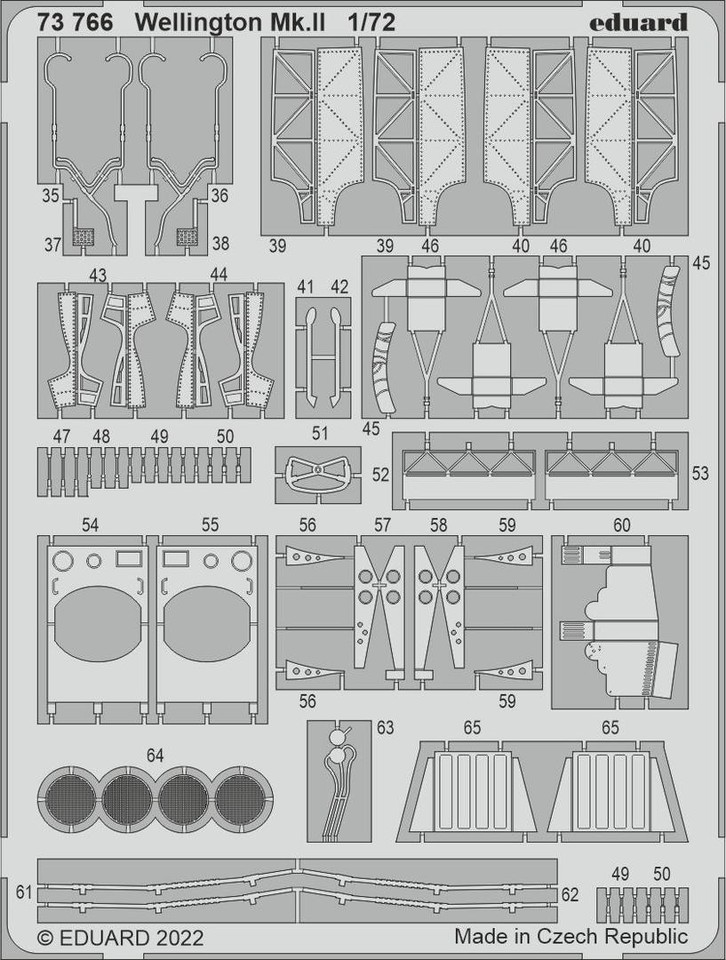 Eduard (73766) 1/72 Vickers Wellington Mk.II Etched Parts (for Airfix ...