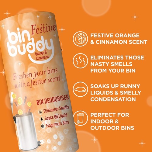 Bin Buddy Festive Trash Can Bin Deodorizer Orange and Cinnamon Fragrance 19 oz 840605100282| eBay