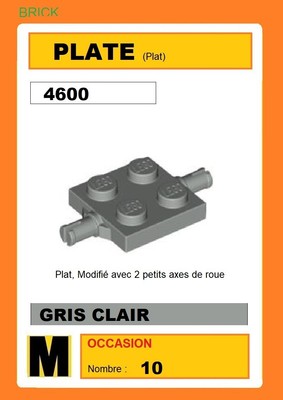 LEGO PLATE - 10 PLATS 2x2 avec 2 petits axes - 4600 - GRIS CLAIR | eBay
