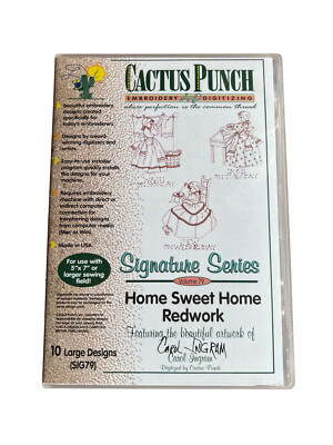 Home Sweet Home Redwork Days of Week Cactus Punch Machine Embroidery CD ...