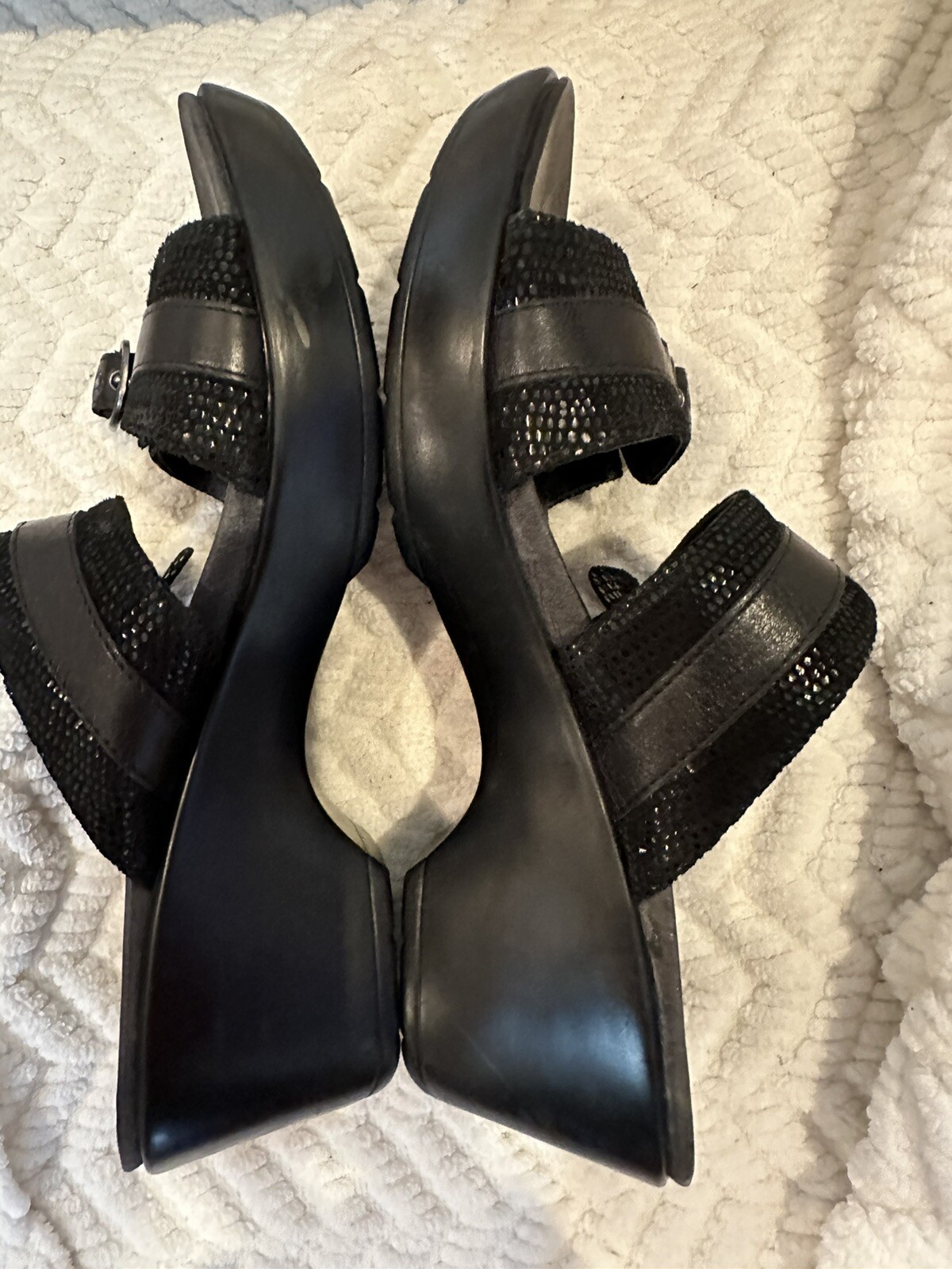 DANSKO Jessie Black Lizard Print Double Strap Wedge S… - Gem