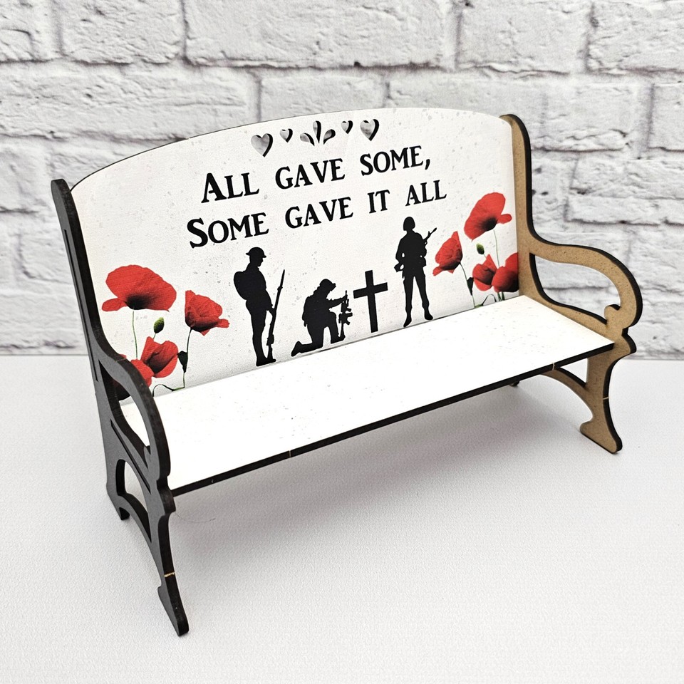 Wooden Personalised Remembrance Day Lest We Forget Memomory Bench ...