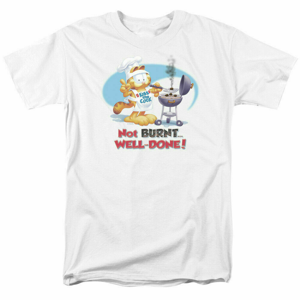 Garfield Not Burnt Well Done T Shirt Licensed Comic Book Tee White | eBay