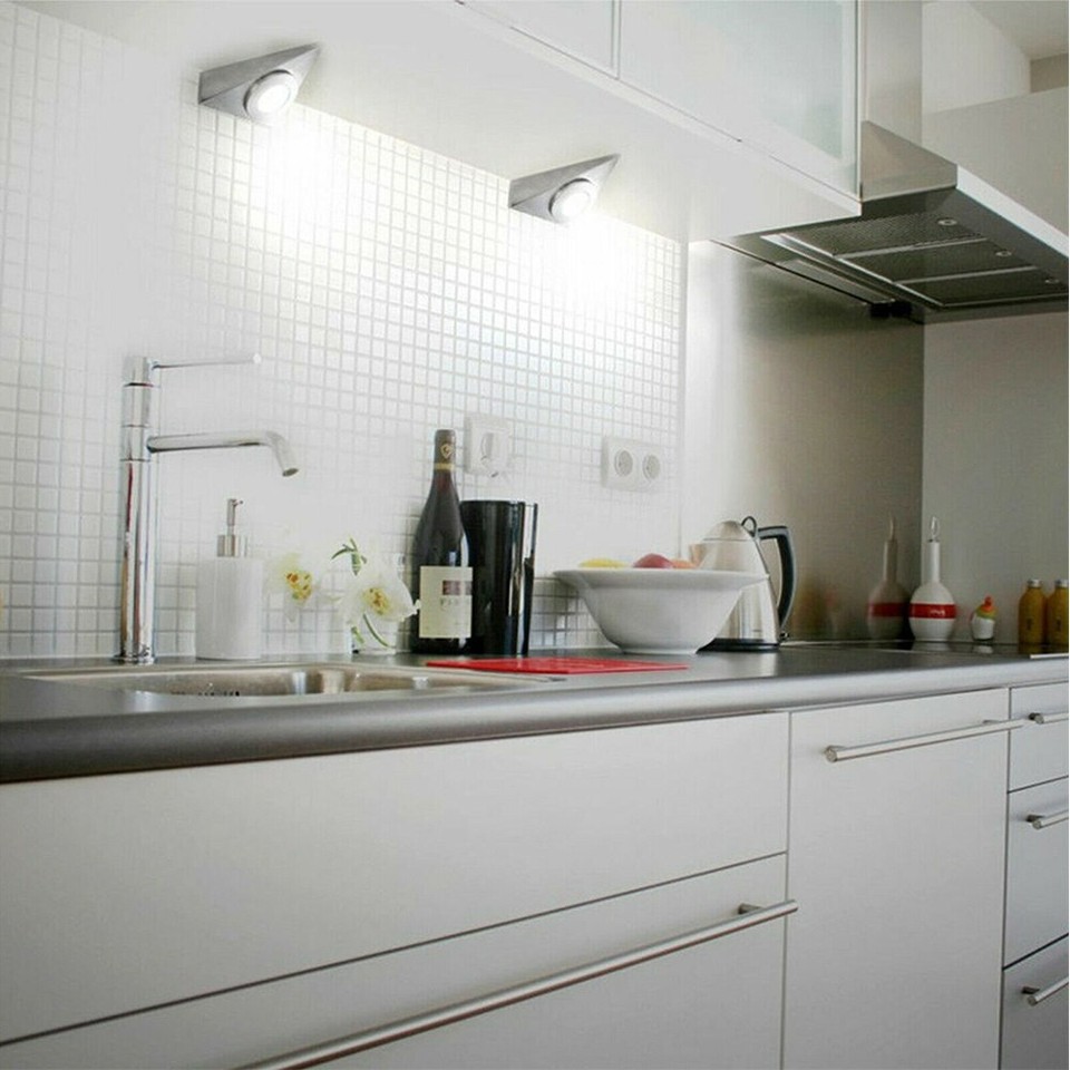 1-6 Triangle LED Light Kitchen Under Cabinet Cupboard Shelf Counter ...