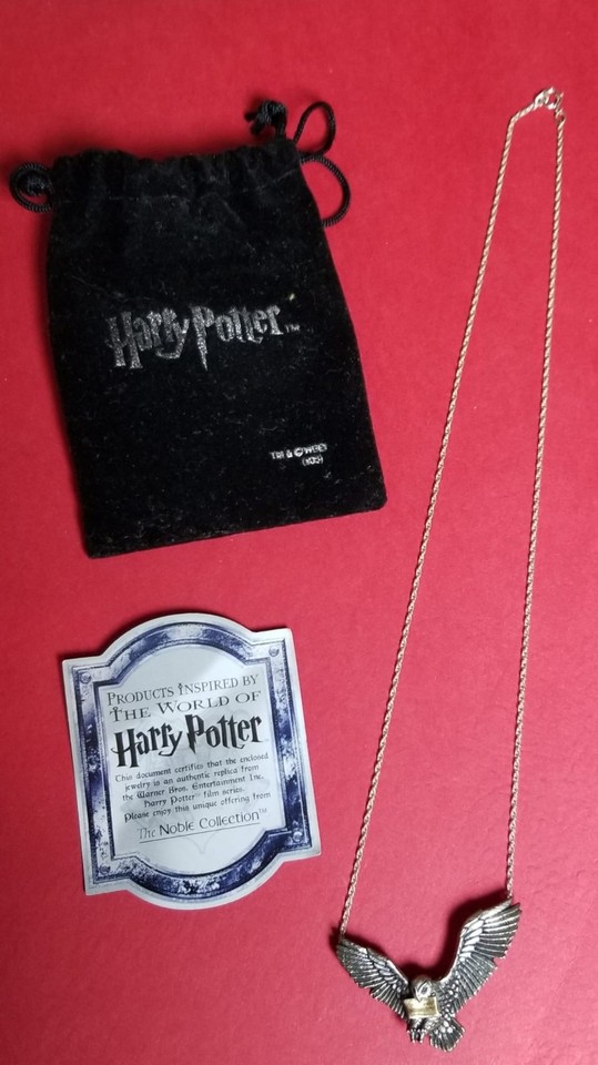 Harry Potter Noble Collection Flying Hedwig Necklace Pendant Sterling ...