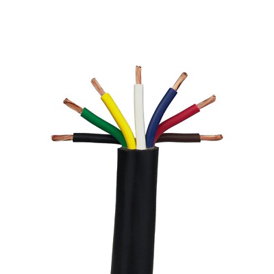 7 Conductor Trailer Cable, 14 AWG GPT, Color Coded PVC with Jacket, 50 ...