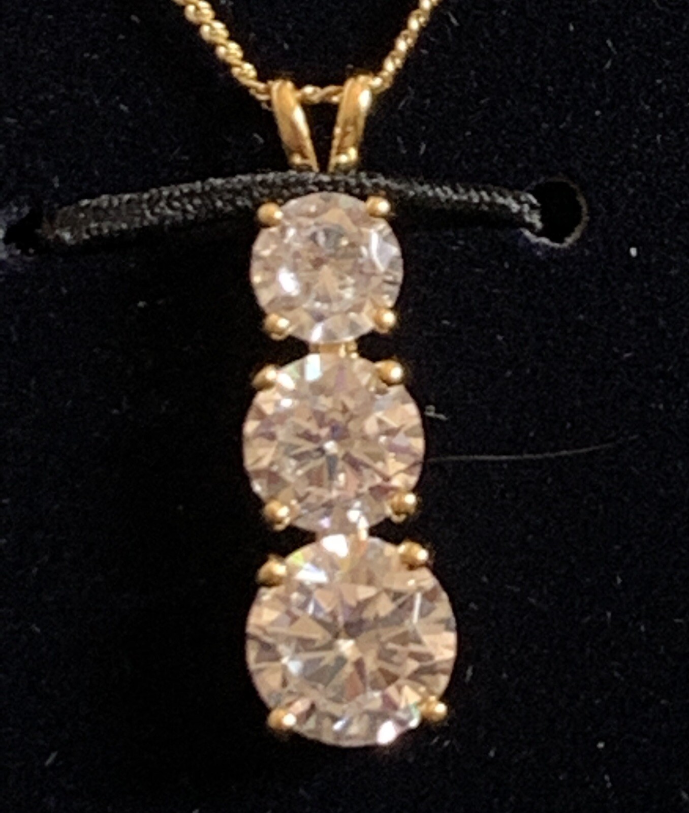 Stauer 3-stone Pendant Diamondaura Sterling Silver Gold Vermeil | eBay