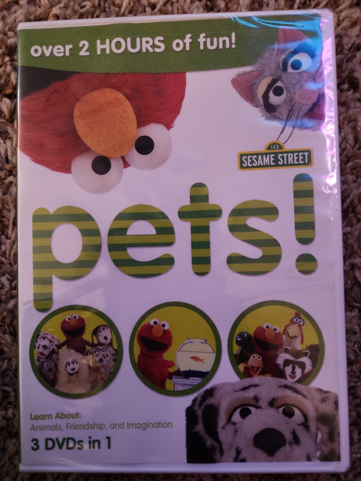 Sesame Street Pets! 3 DVDs in 1 PBS kids show educational Elmo Animal ...