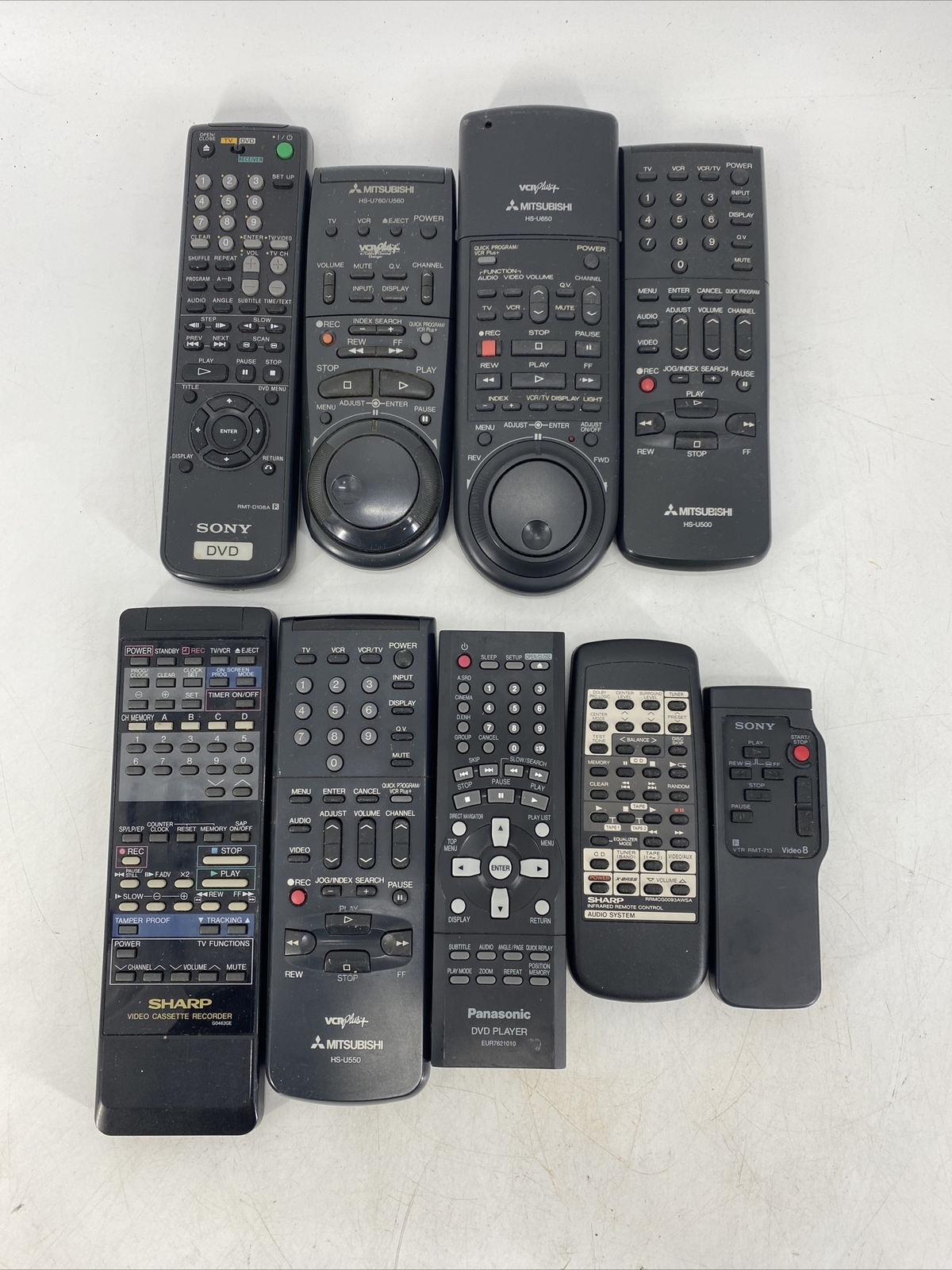LOT OF 9 Assorted TV VCR DVD Remote SONY Panasonic Mitsubishi Sharp | eBay