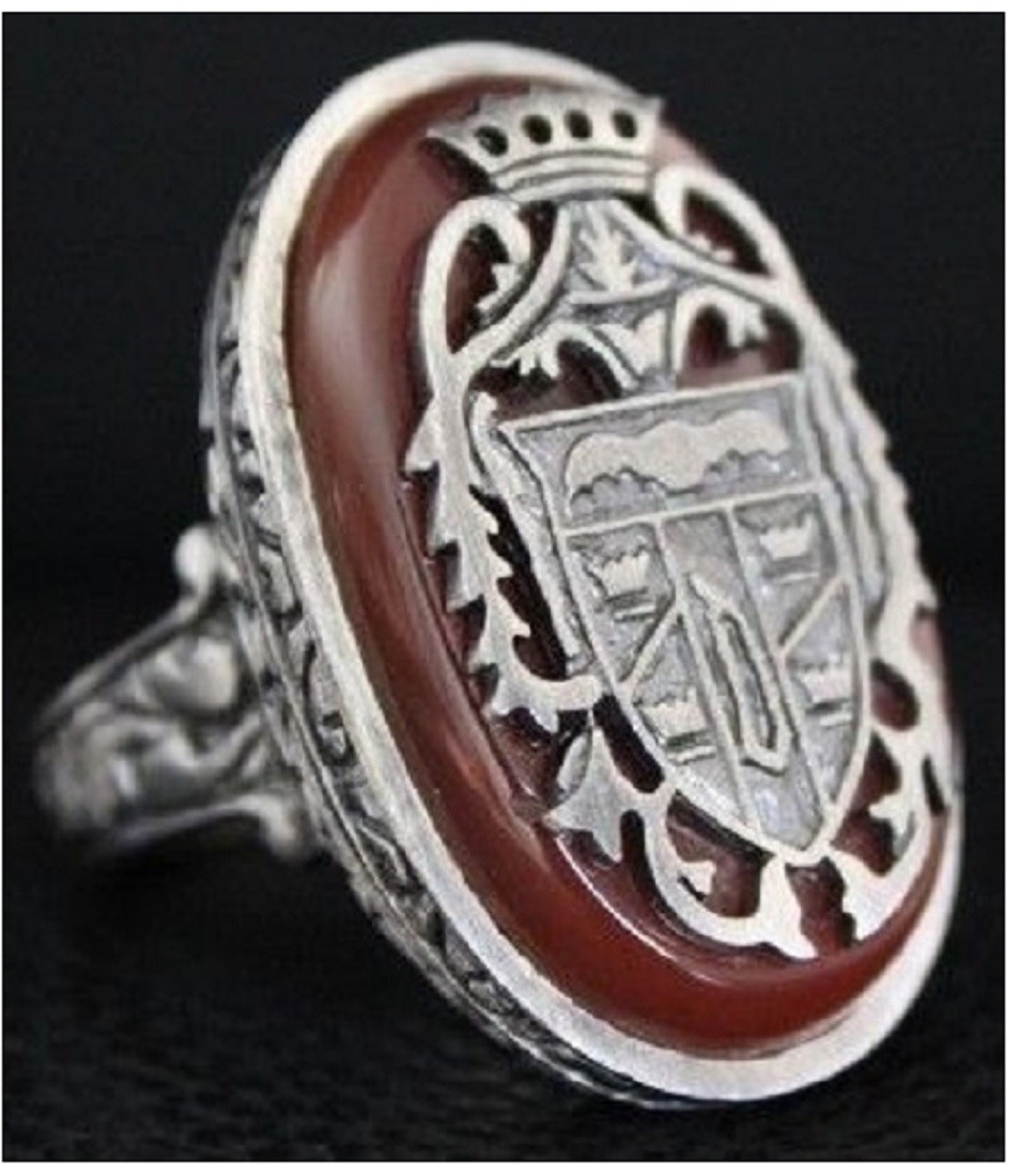 DRACULA Crest RING carnelian bloodstone ANTIQUE GOLD / SILVER | eBay