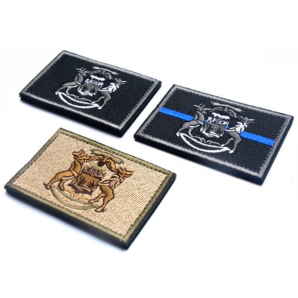 3 PCS USA Michigan FLAG MI STATE FLAG U.S. ARMY 3D EMBROIDERED TACTICAL ...