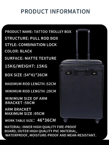 Portable Tattoo Artist Trolley Suitcase Bag Storage Tools Case Arm ...