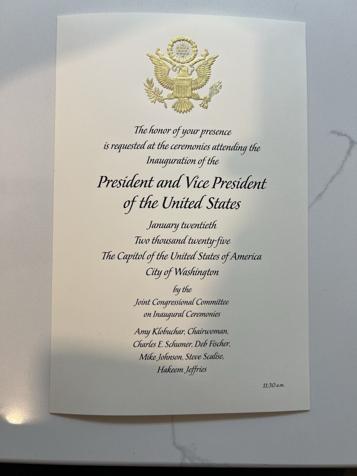 RARE 2025 Official President Donald Trump Inauguration Invitation and ...