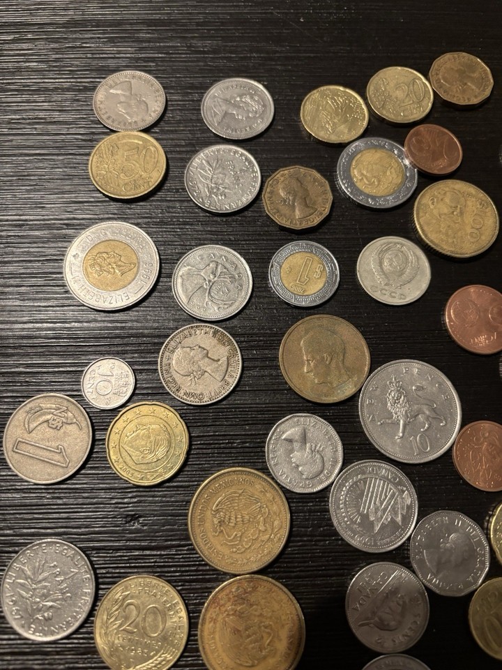Mixed Foreign Currency Lot Bundle / Coins & Bills / Euro Shilling Pence ...
