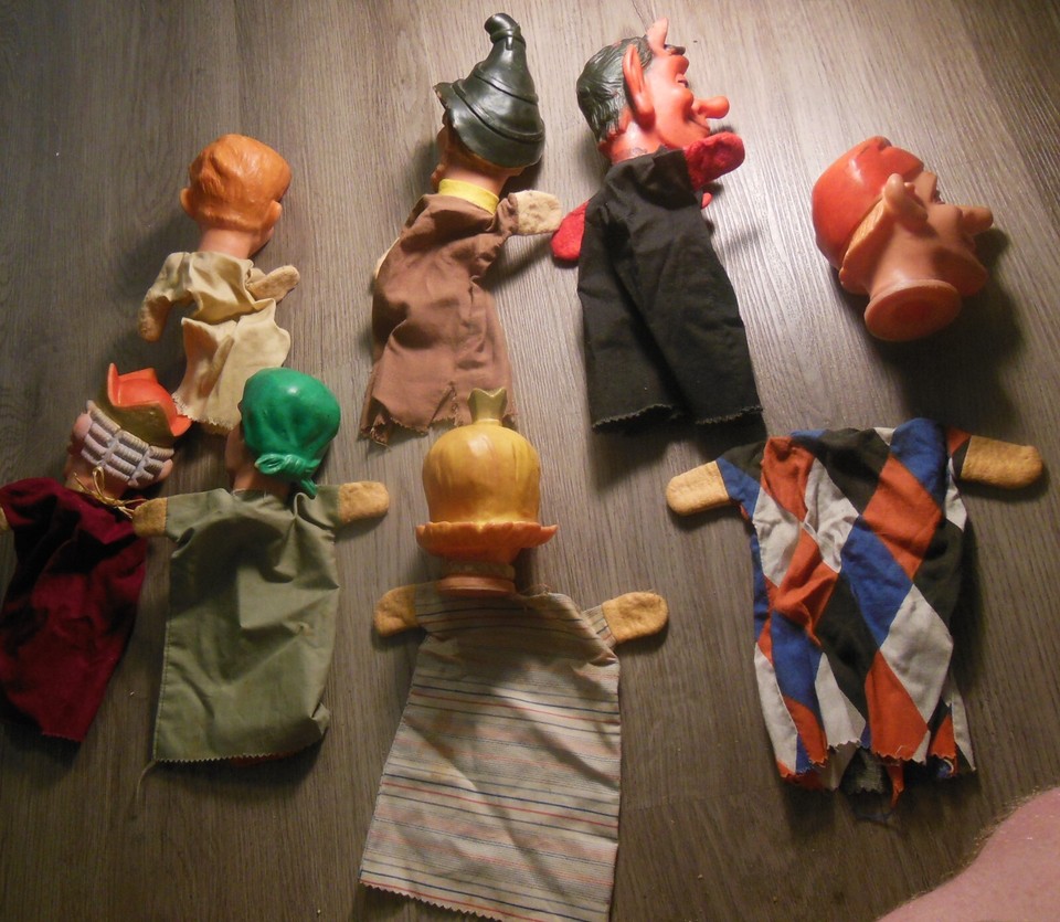 7 Very Rare and Unique Old Puppets Vintage Royal Court Assortment Mid ...