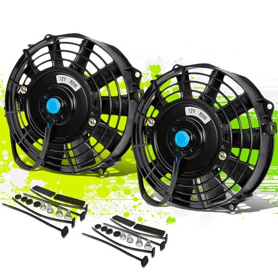 2 Set 7" High Performance Electric Slim Radiator Cooling Fan+Mounting ...