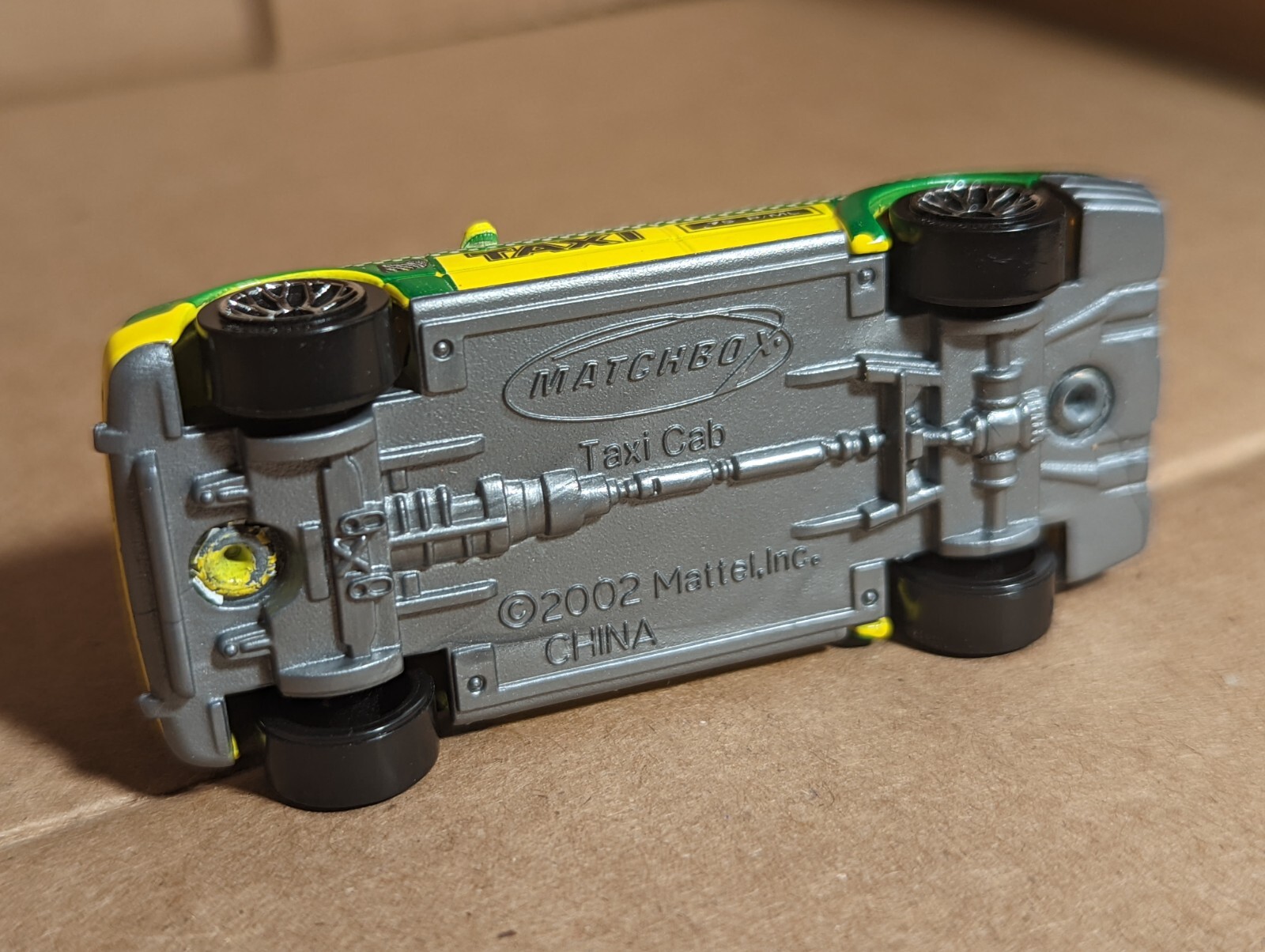 Matchbox Taxi Cab 42374 Yellow Green 2002 Mattel Inc Die Cast Toy Car ...