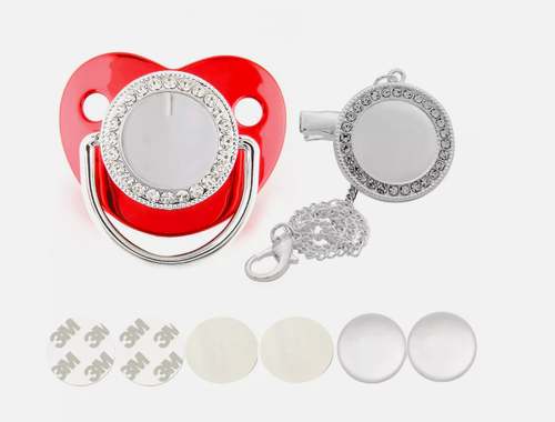 Red and Silver BLANK DIY Viral Baby Pacifier with Sublimation Kit ...