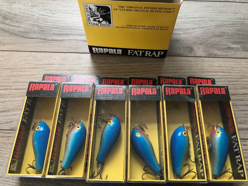 CASE of (6) NEW Rapala Shallow Fat Rap 5cm Rare Blue Color Bass Special ...