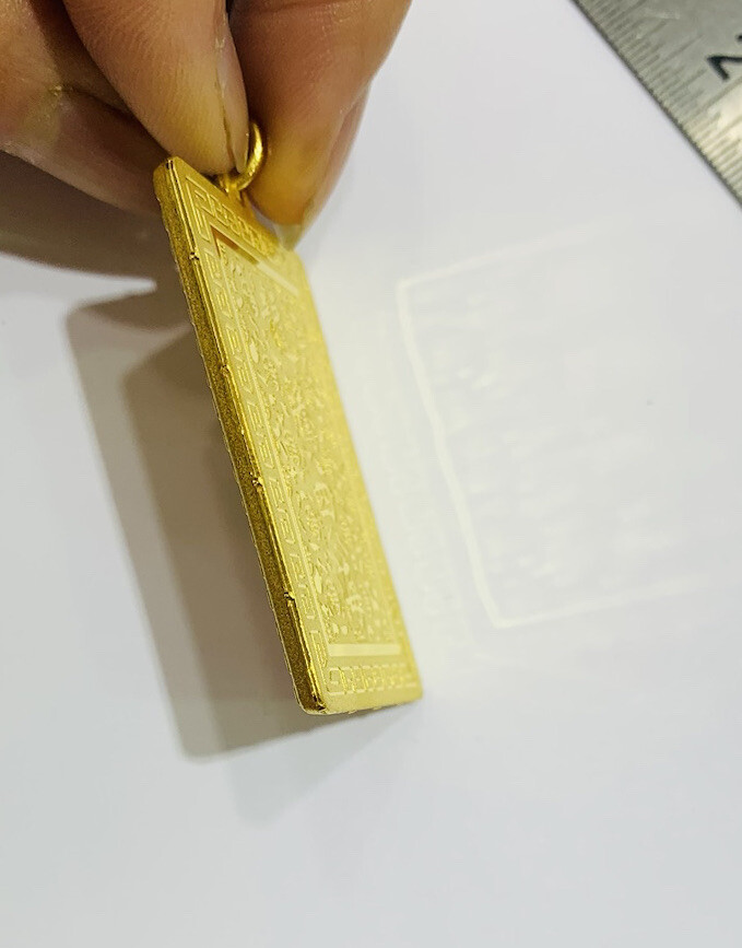 24k Yellow Gold Rectangle Dragon Diamond Cut Pendant 19.97Grams | eBay