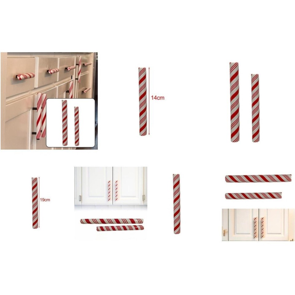 Easy Slip On Red White Peppermint Cabinet Handle Covers for Festive ...