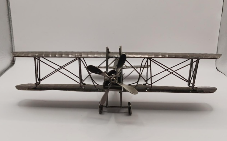 Vintage Metal Biplane Model Airplane Wingspan 10"x8" | eBay