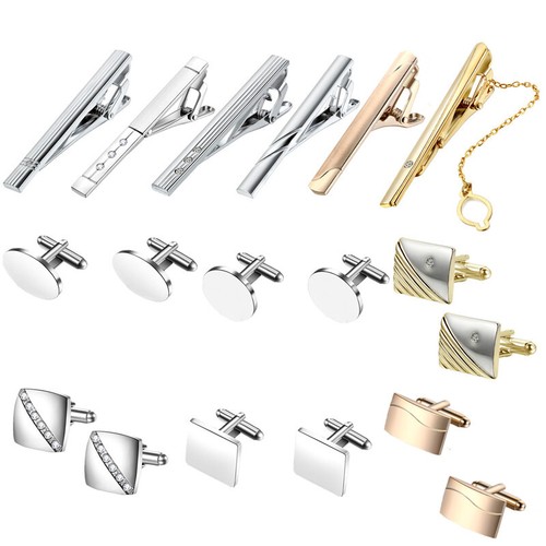 18pcs Tie Clip Cufflinks Set for Men Necktie Tie Bar Clips Shirts ...