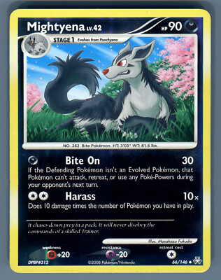 Pokemon TCG Mightyena 66/146 Reverse Holo Card Uncommon Legends ...