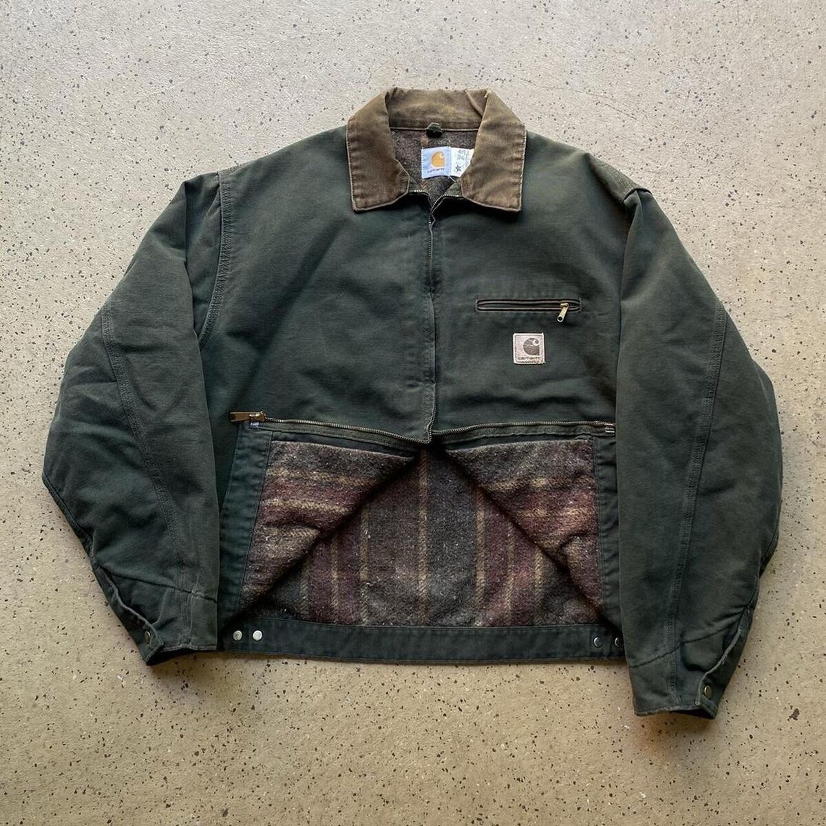 Vintage Rare Carhartt Olive JB0866 Blanket Lined Detroit Vintage Rare Carhartt Olive JB0866 Blanket Lined Detroit