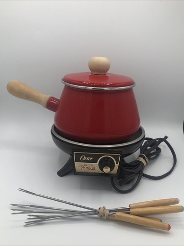 VINTAGE Retro Oster Electric Fondue Set -Harvest Gold Pot 70's + 5 VIN ...