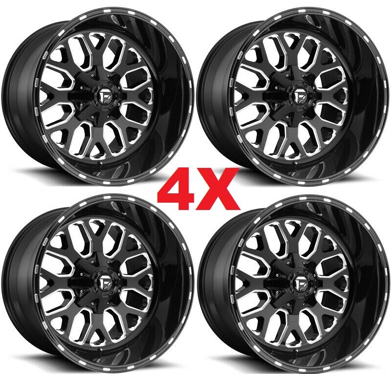 FUEL TITAN GLOSS BLACK WHEELS RIMS 33 12.50 20 TIRES GRIPPER M/T F-150 ...