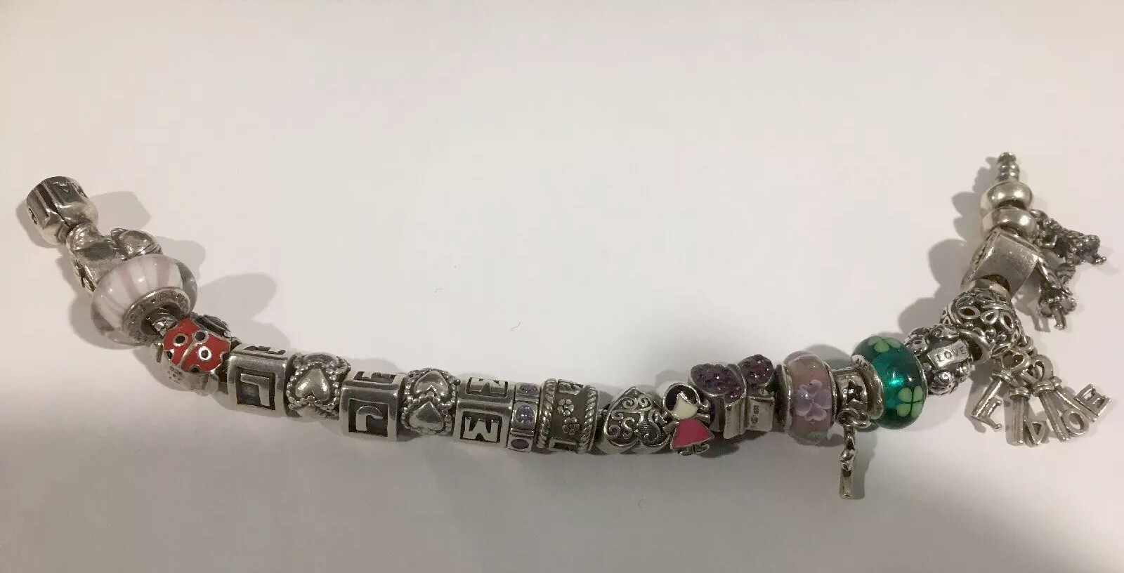 Pandora Silver Bracelet With 22 Original Initials Love Key Mom & Ale ...